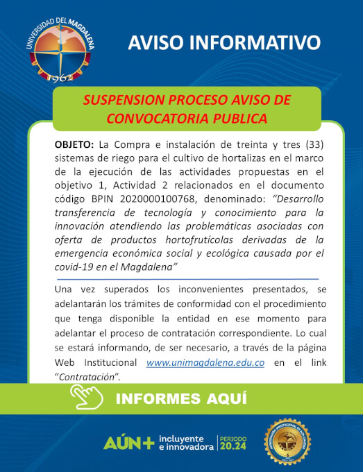 Aviso Informativo – Suspensión Proceso Aviso de Convocatoria Pública ...