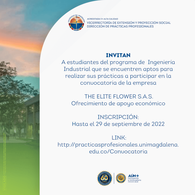 CONVOCATORIA THE ELITE FLOWER S.A.S. INGENIERÍA INDUSTRIAL Universidad ...