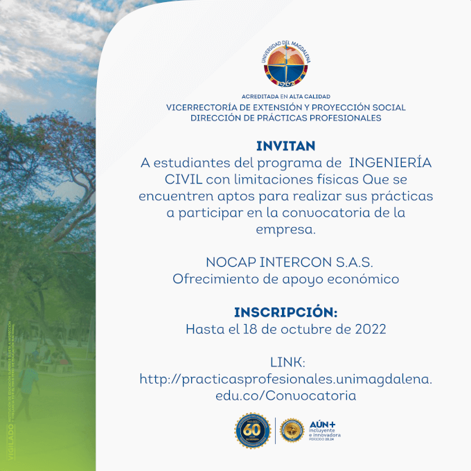 CONVOCATORIA NOCAP INTERCON S.A.S. - CIVIL Universidad del Magdalena
