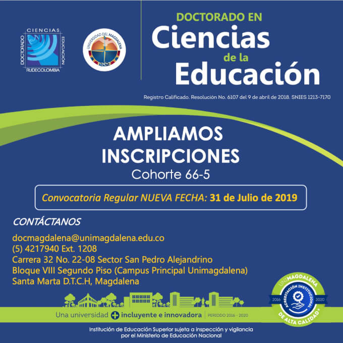 Doctorado en Ciencias de la Educación (RUDECOLOMBIA) Universidad del Magdalena